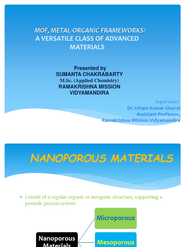 Slides of MOFs | PDF | Coordination Complex | Porosity