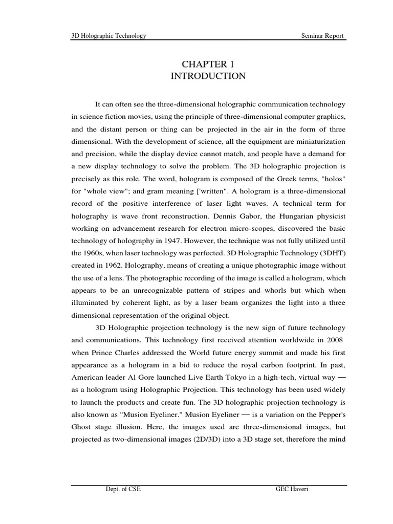3D Hölographic Technology Seminar | Download Free PDF | Holography ...