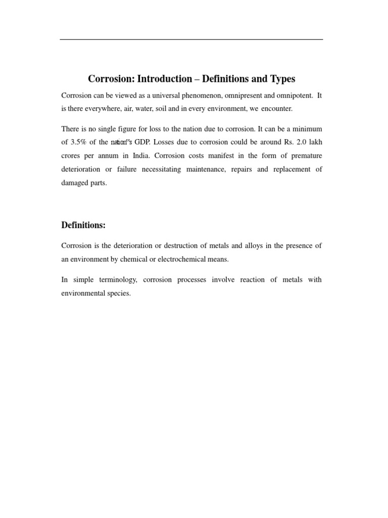Corrosion: Introduction - Definitions and Types | PDF | Corrosion ...