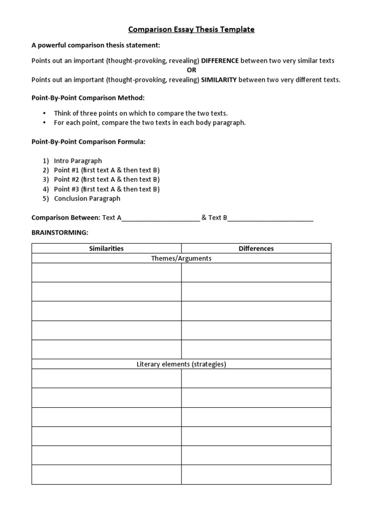 Comparison Essay Thesis Guide | PDF | Essays | Writing