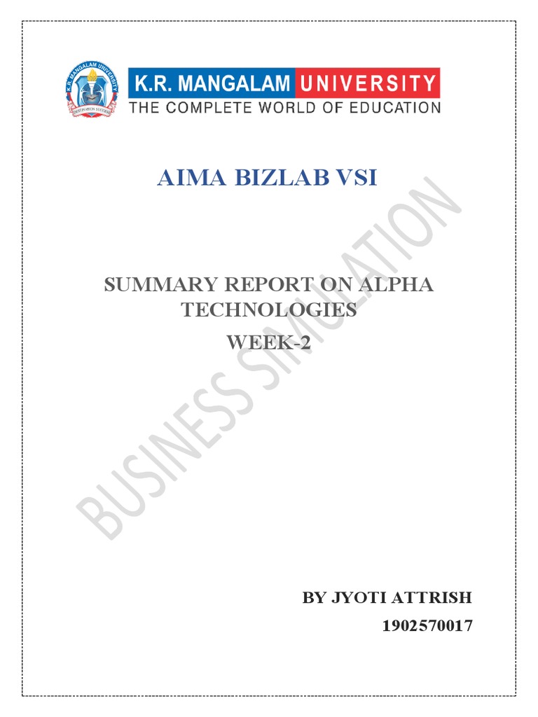 Aima Bizlab Vsi: Summary Report On Alpha Technologies WEEK-2 | Download ...