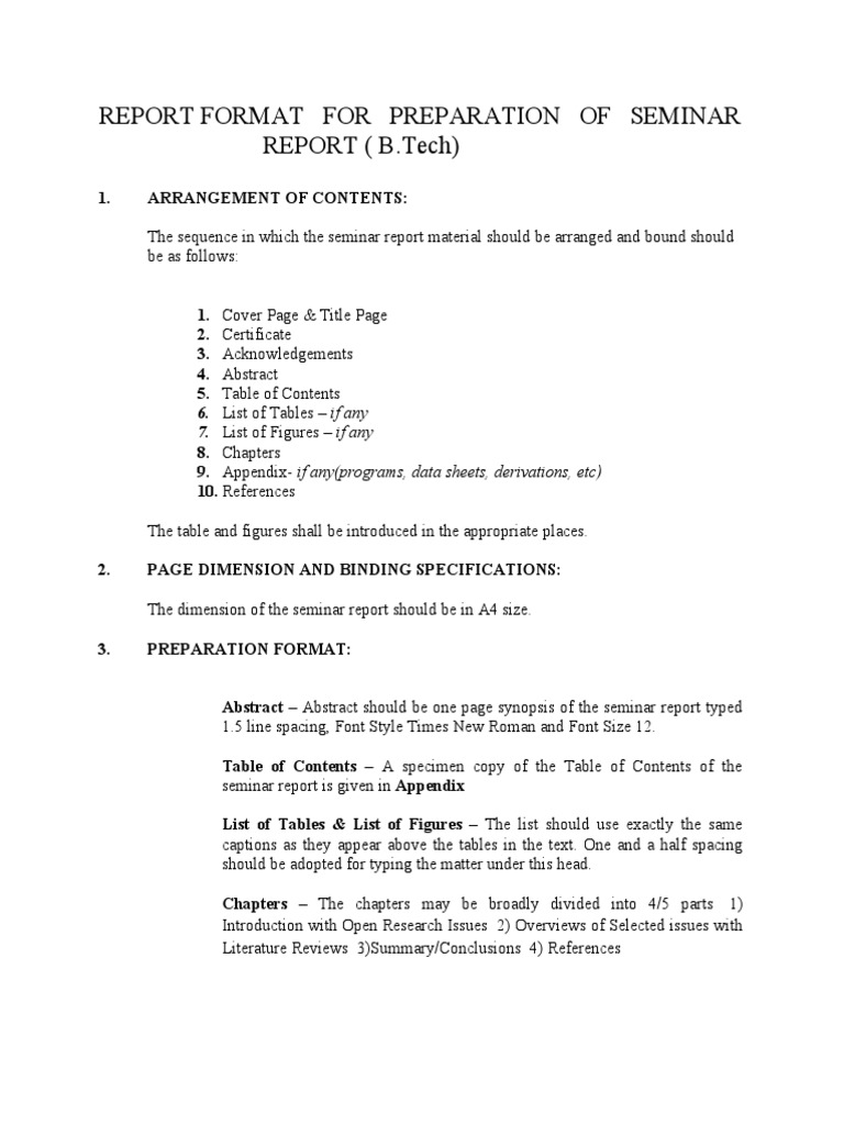 B.Tech Seminar Report Format | Download Free PDF | Computing And Information Technology | Science