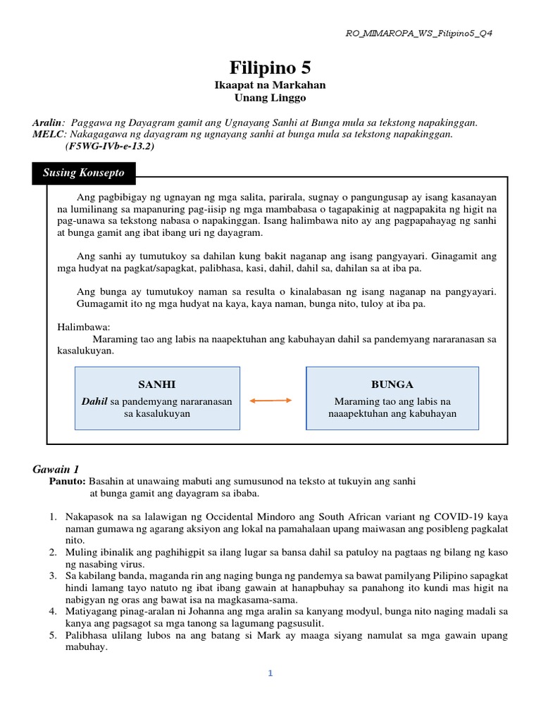 q4 w1 Filipino | PDF
