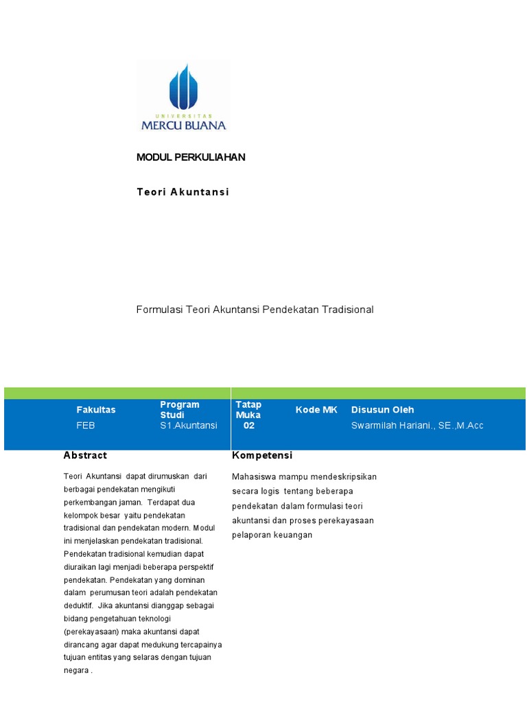Modul 2 Pendekatan Traditionali | PDF