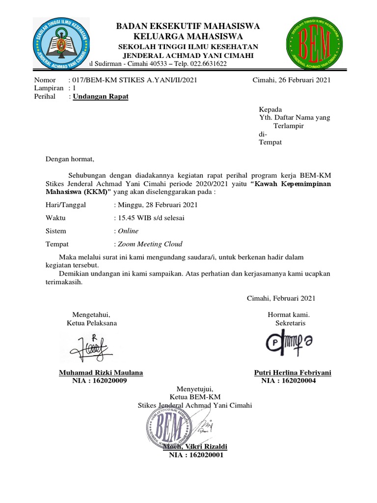 017 - Undangan Rapat ORMAWA | PDF