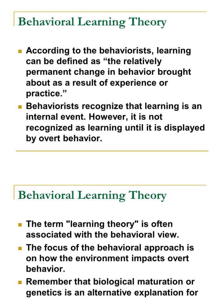 Behavioral Learning Theory | PDF | Classical Conditioning | Reinforcement