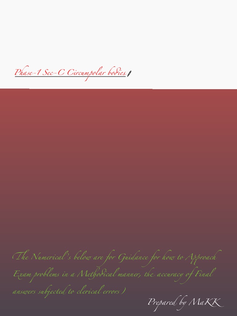 Phase-1 Cel Nav Sec-C Circumpolar Bodies | PDF | Latitude | Celestial ...