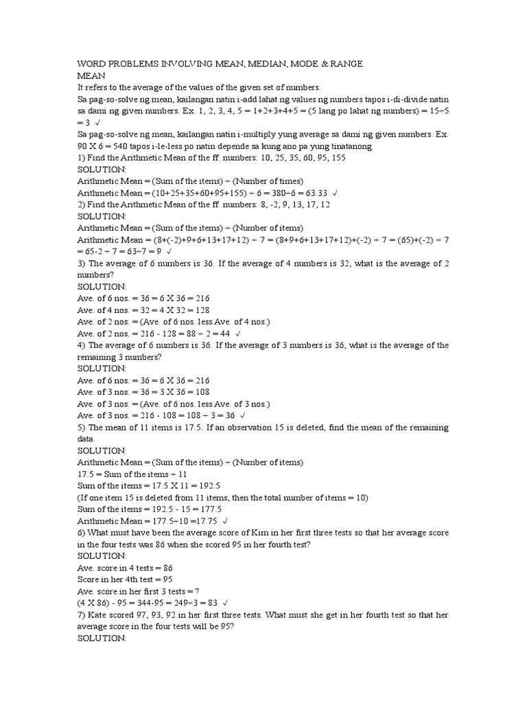 Math Solving LET | PDF | Average | Arithmetic Mean