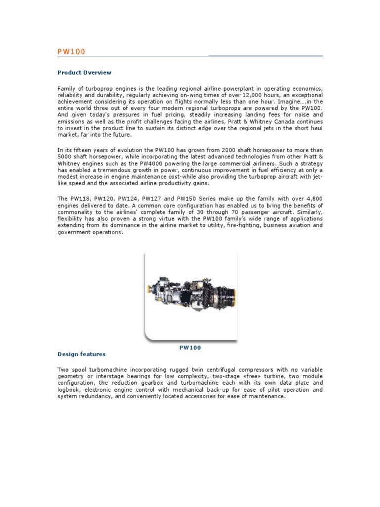 PW 100 | PDF | Airlines | Jet Engine