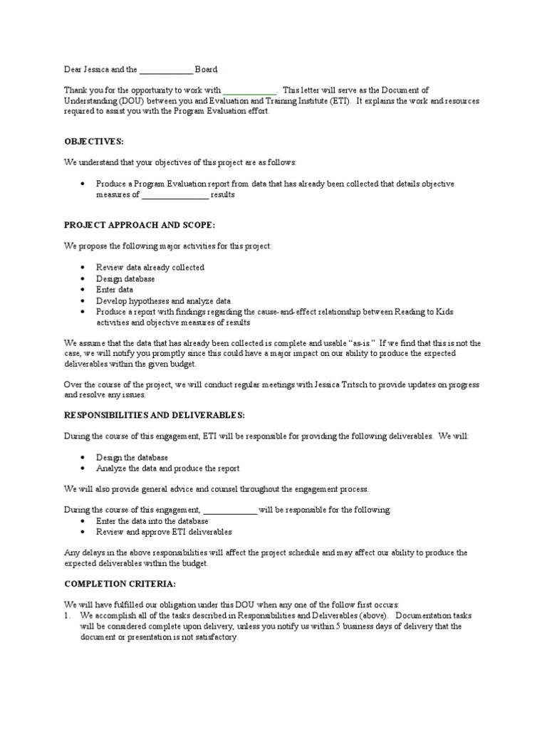 DOU_Template | Program Evaluation | Evaluation