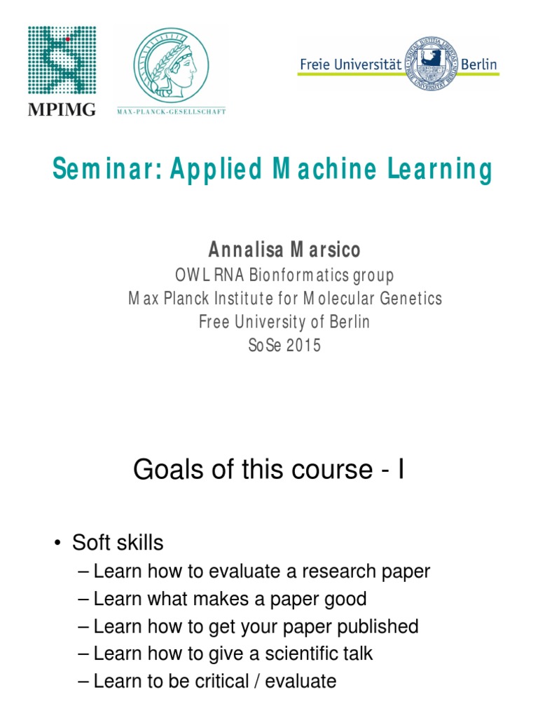Applied Machine Learning Seminar: An Overview of Cutting-Edge Methods ...