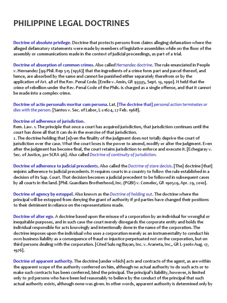 Philippine Legal Doctrines Overview | PDF | Estoppel | Collateral Estoppel