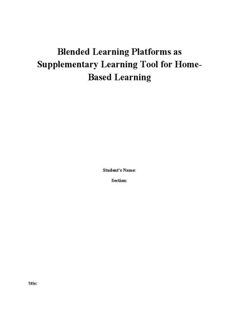 Blended Learning Platforms As Supplementary Learning Tool For Home ...