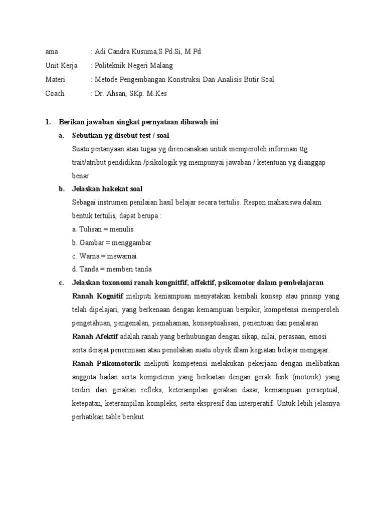 Tugas 1 Pak Ahsan - Adi Candra Kusuma - Polinema | PDF | Karier & Perkembangan