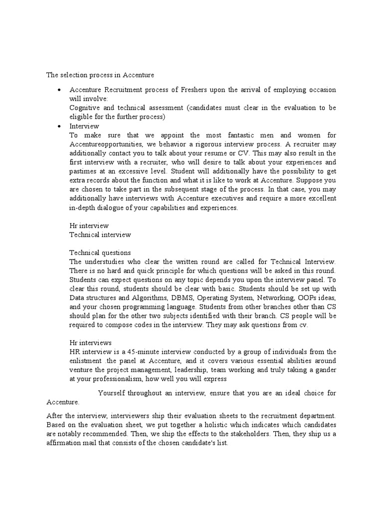 Accenture Recruitment Process Overview | PDF | Interview | Recruitment