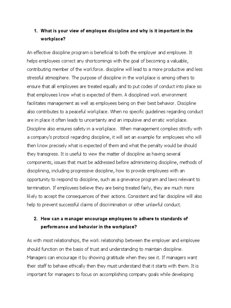 What Is Your View of Employee Discipline and Why Is It Important in The ...