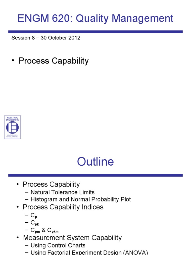 ENGM 620: Quality Management: - Process Capability | Download Free PDF ...