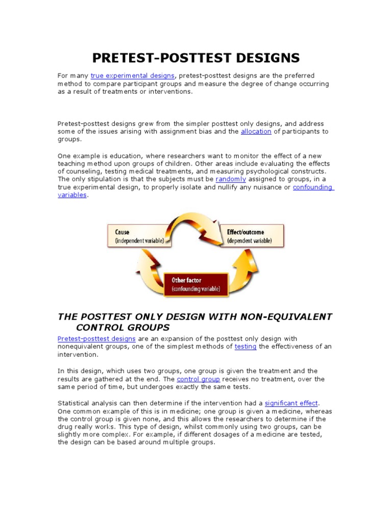 Pretest-Posttest Designs: The Posttest Only Design With Non-Equivalent ...
