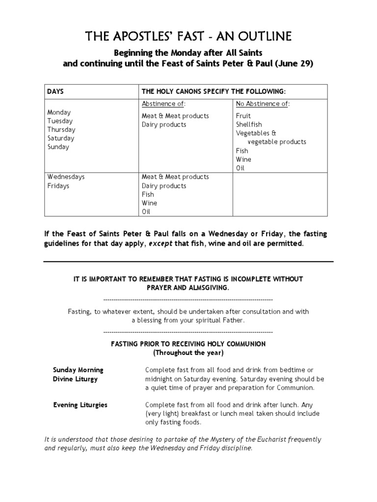 THE THE THE The Apostles' Apostles' Apostles' Apostles' Fast Fast Fast ...