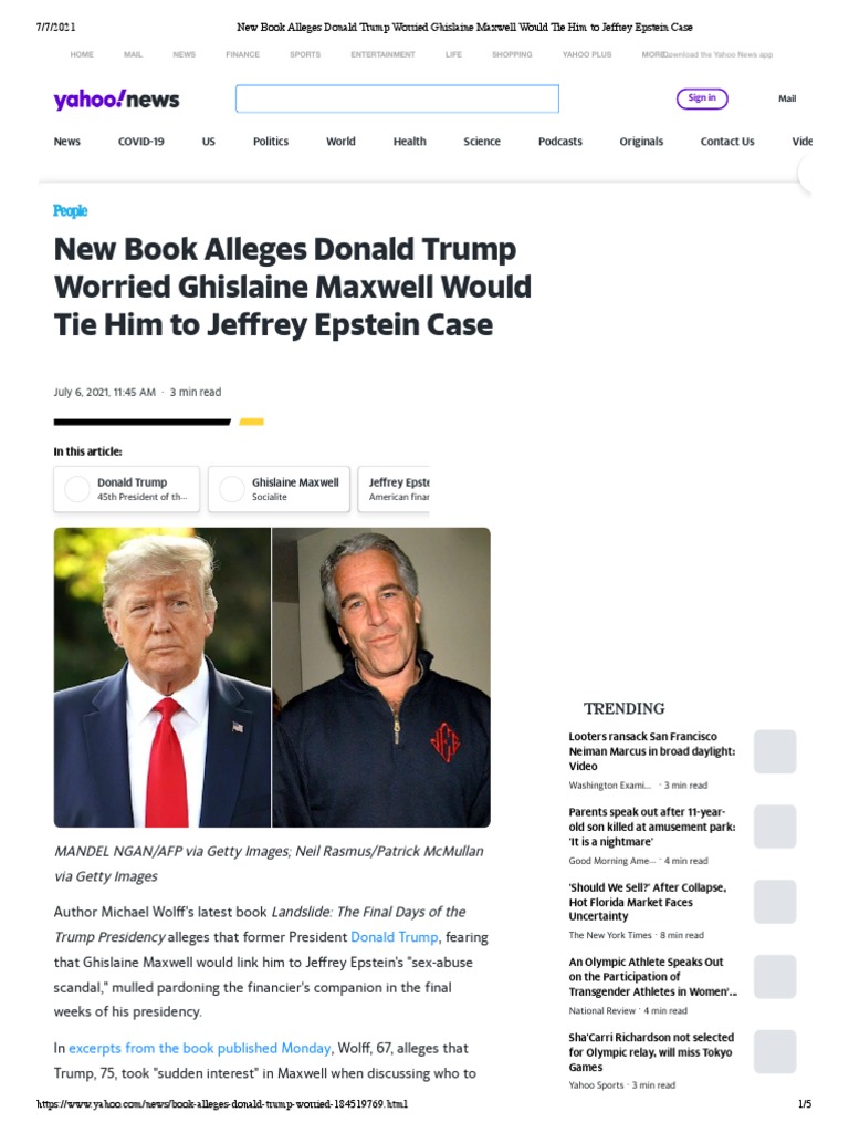 New Book Alleges Donald Trump Worried Ghislaine Maxwell Would Tie Him To Jeffrey Epstein Case ...