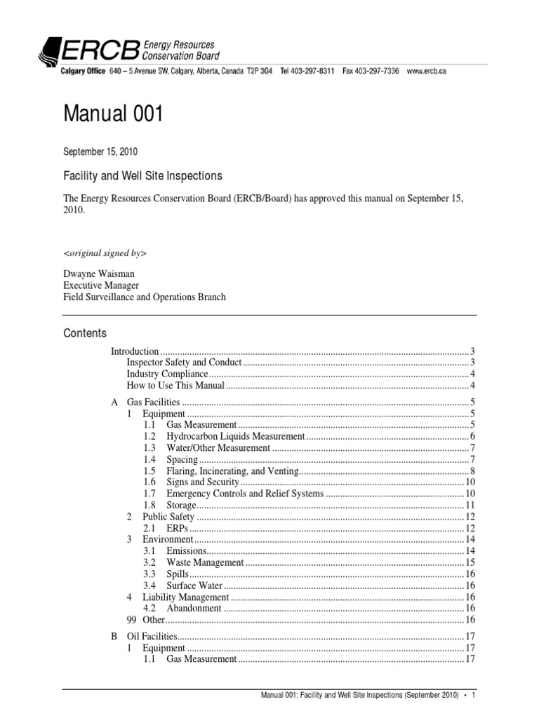 ERCB - Inspection Manual001 | PDF | Regulatory Compliance | Waste ...