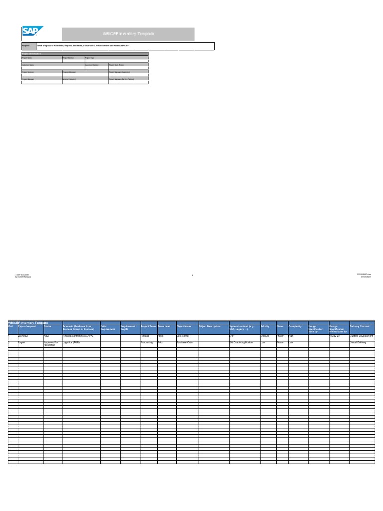 WRICEF Inventory Template Tracking Progress | PDF | Software | Computing