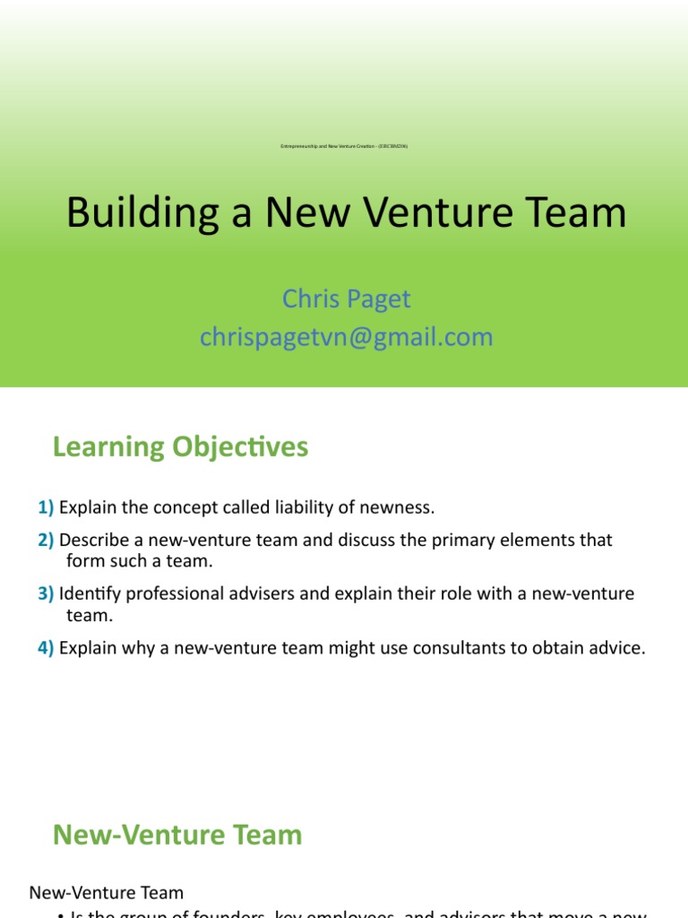 6 Building A New Venture Team | PDF | Entrepreneurship | Board Of Directors