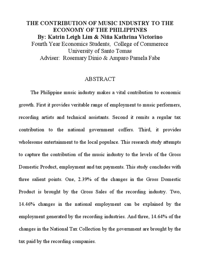 Economic Impact of Philippine Music Industry | PDF