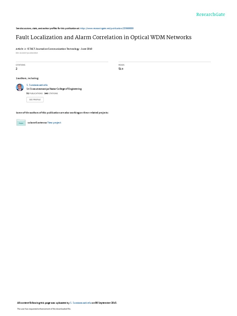 Fault Localization and Alarm Correlation in Optica | PDF | Wavelength ...