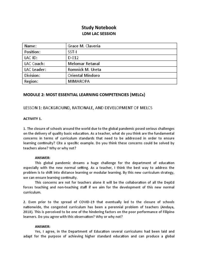 Module 2 Activity Claveria | PDF | Competence (Human Resources ...