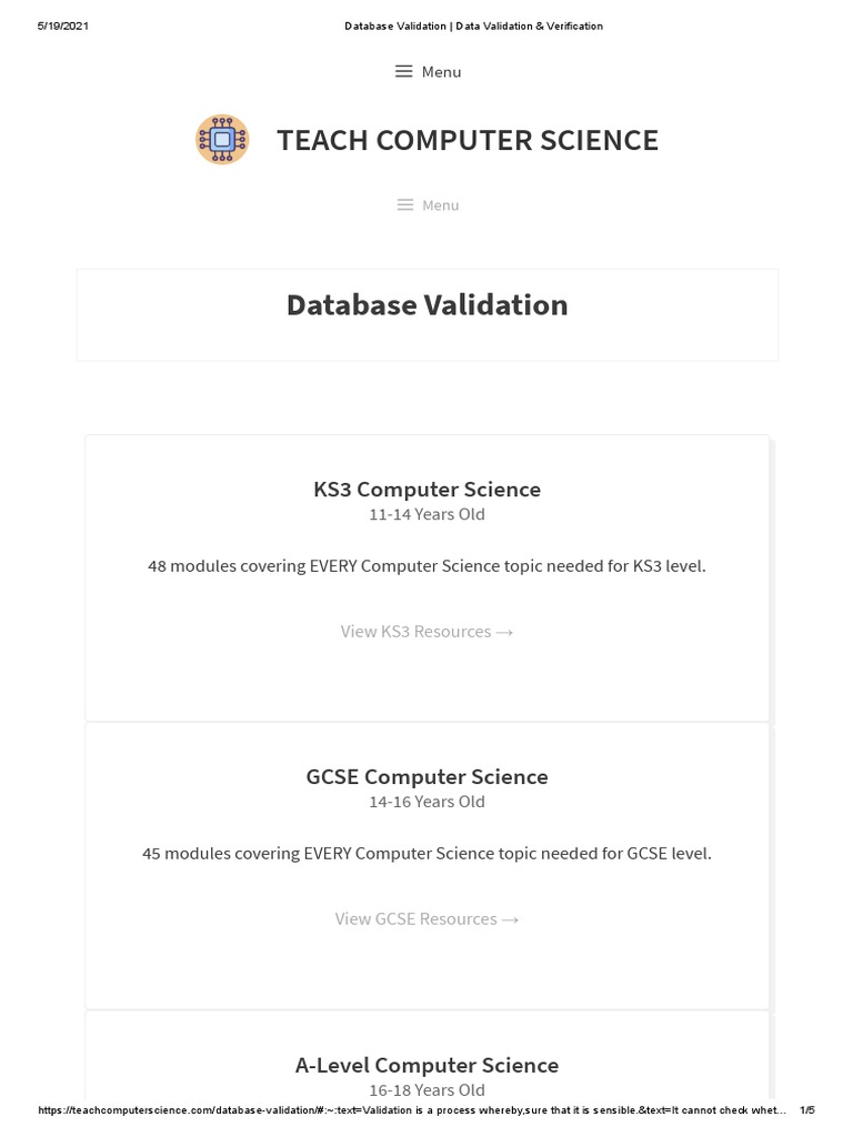 Database Validation - Data Validation & Verification | PDF | Formal Verification | Databases