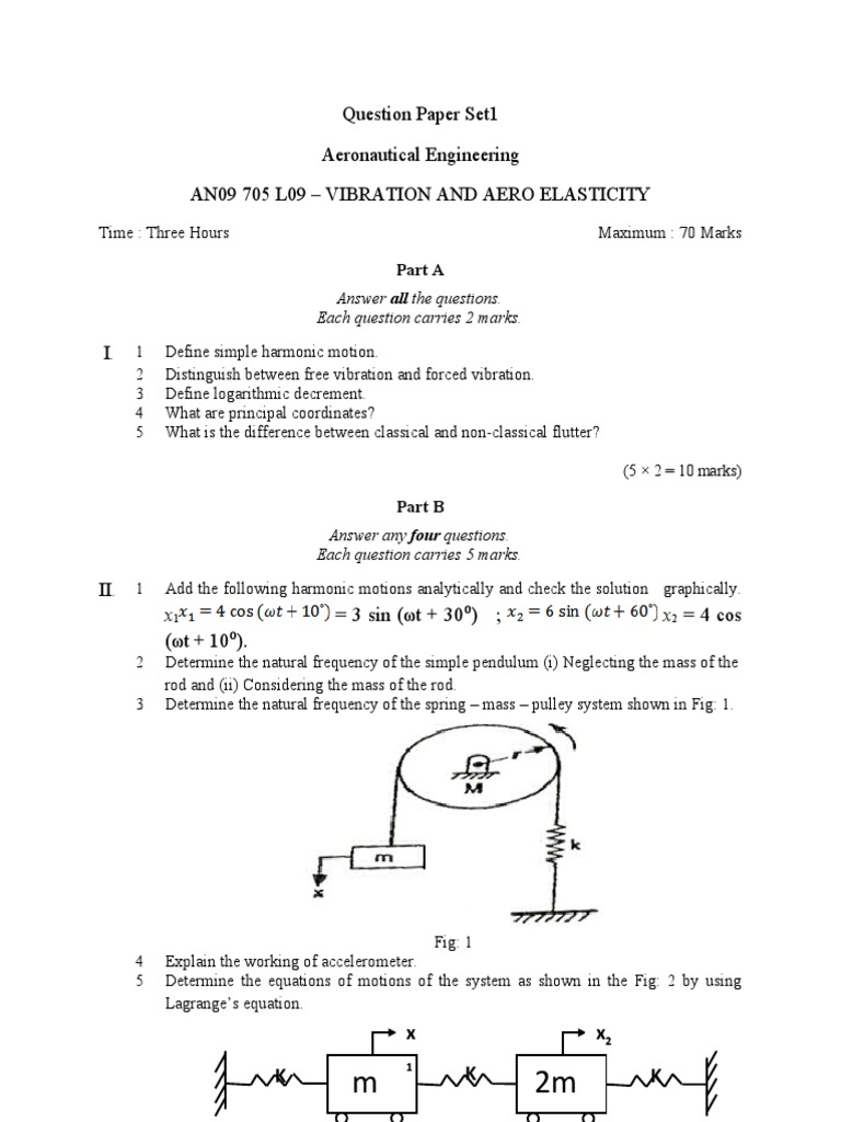 Vibration and Aeroelasticity Exam Questions | PDF | Physics | Mechanics