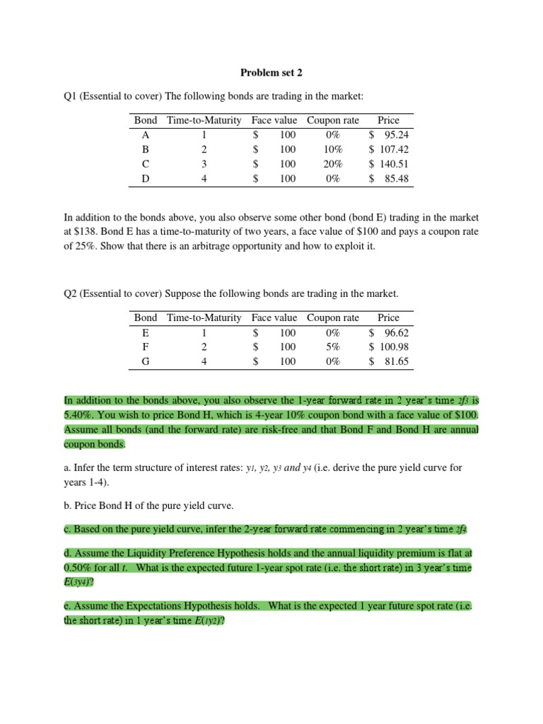 Problem Set 2 | PDF | Bond Duration | Yield Curve