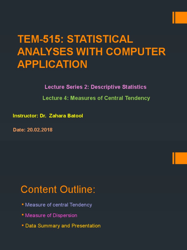 Descriptive Statistics (Central Tendency) | PDF | Sampling (Statistics ...