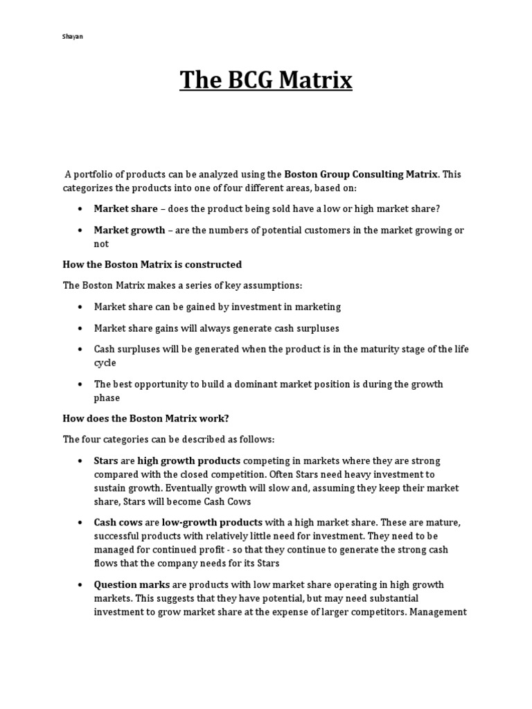 The BCG Matrix | PDF | Business Economics | Marketing