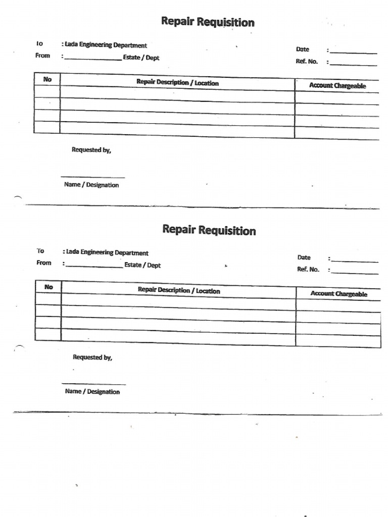 Repair Requisition | PDF