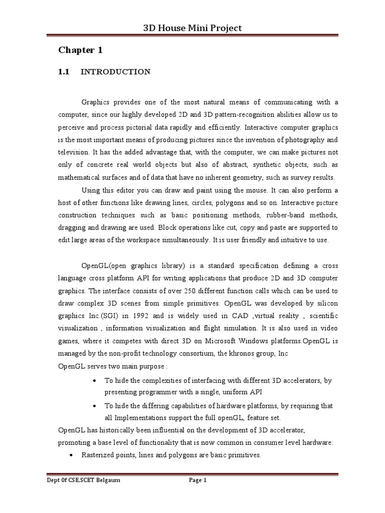 3D House Mini Project: Dept 0f CSE, SCET Belgaum | PDF | 3 D Computer ...