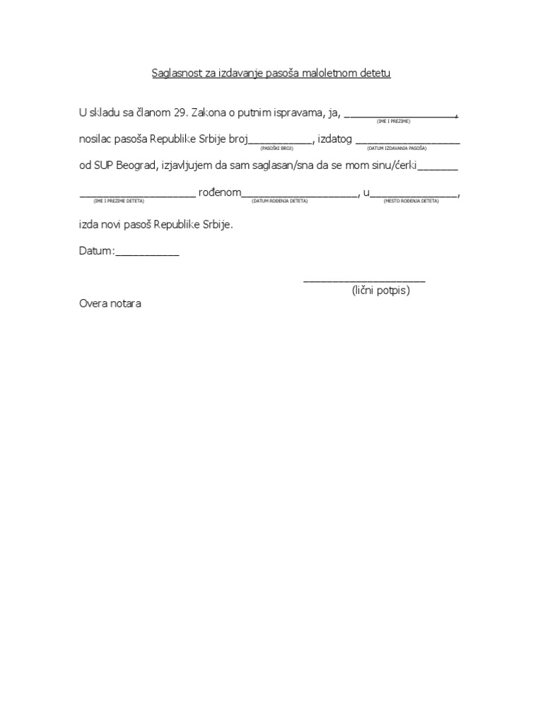 Saglasnost Roditelja | PDF