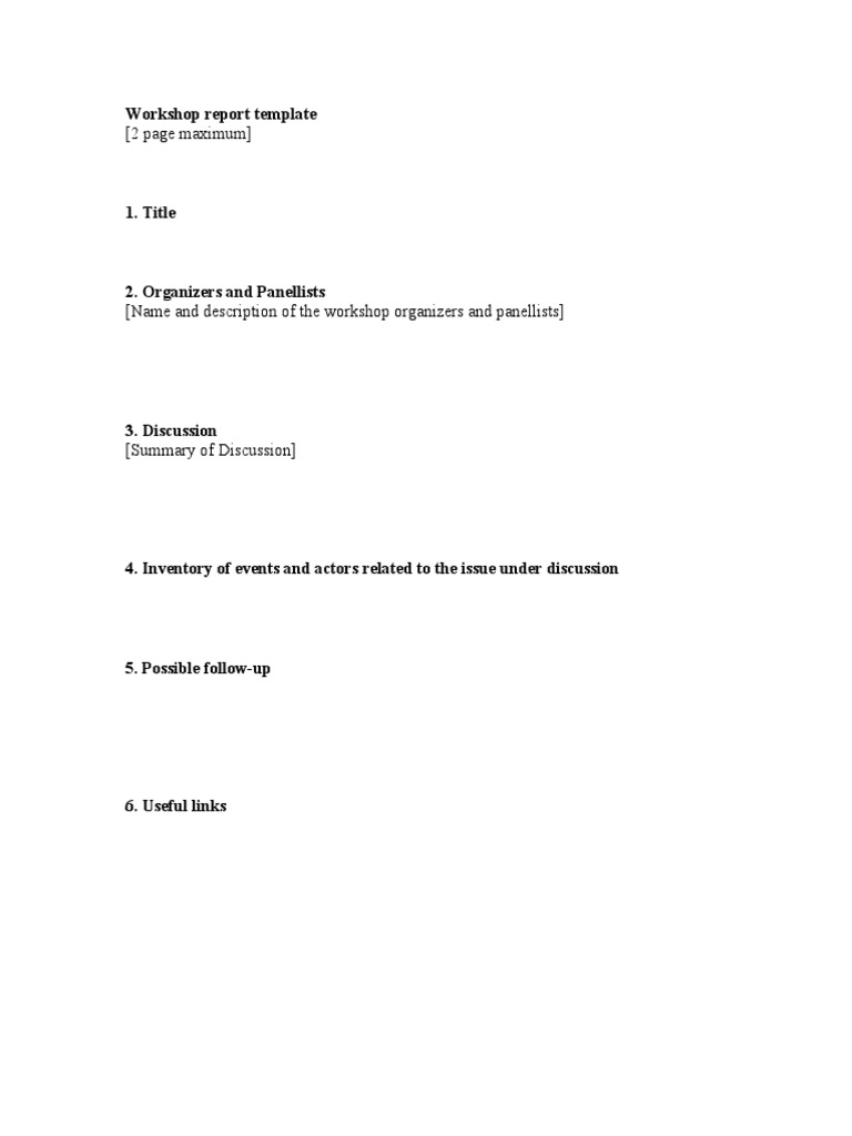 Workshop Report Template 2 Page Max | PDF
