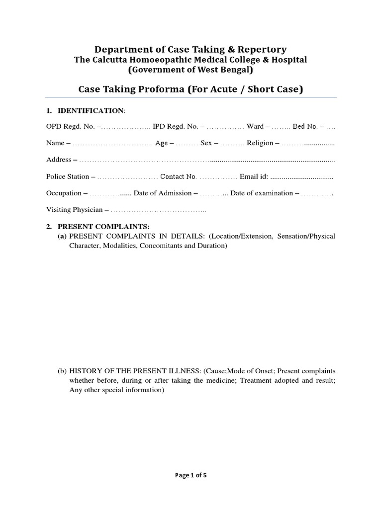 Acute Case Taking | PDF