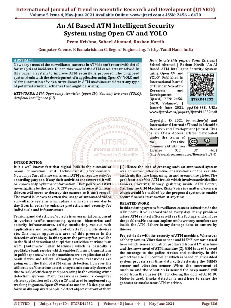 An AI Based ATM Intelligent Security System Using Open CV and YOLO ...