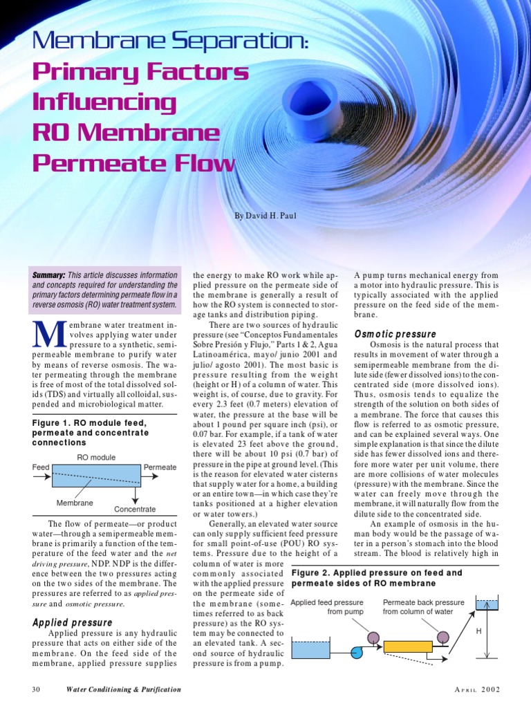 Net Driving Presssure R.O | PDF | Osmosis | Membrane