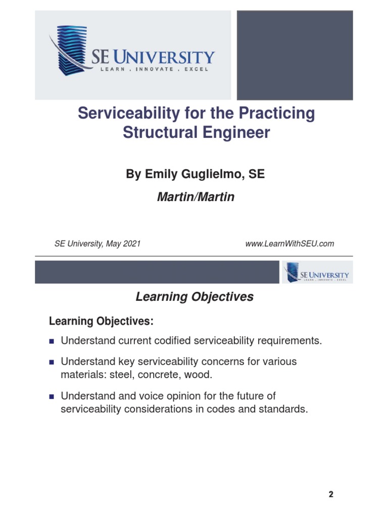 Serviceability For The Practicing Structural Engineer: by Emily ...