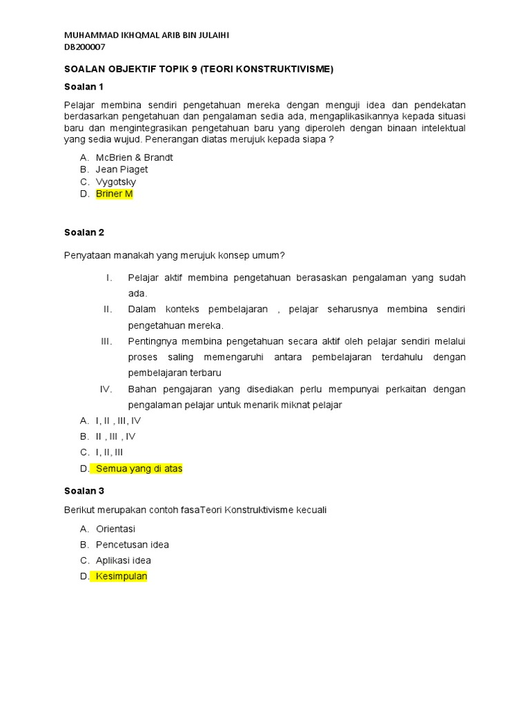 Soalan Objektif | PDF