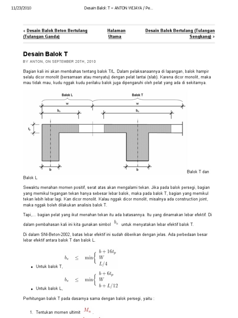 Desain Balok T Beton Bertulang | PDF