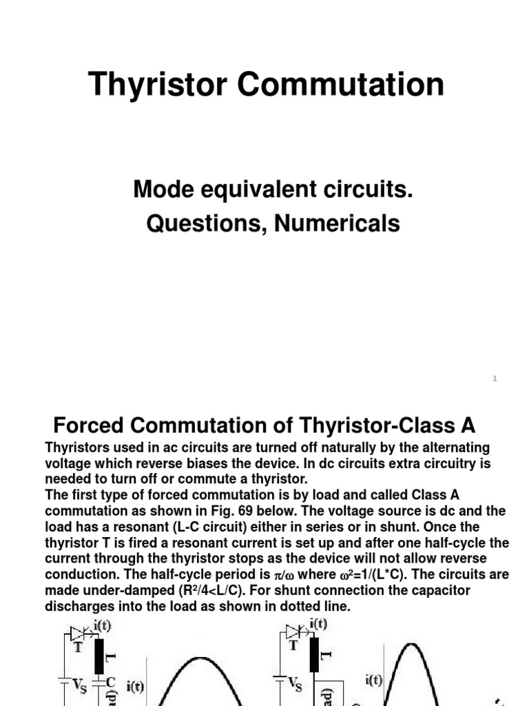 Thyristor Commutation: Mode Equivalent Circuits. Questions, Numericals ...
