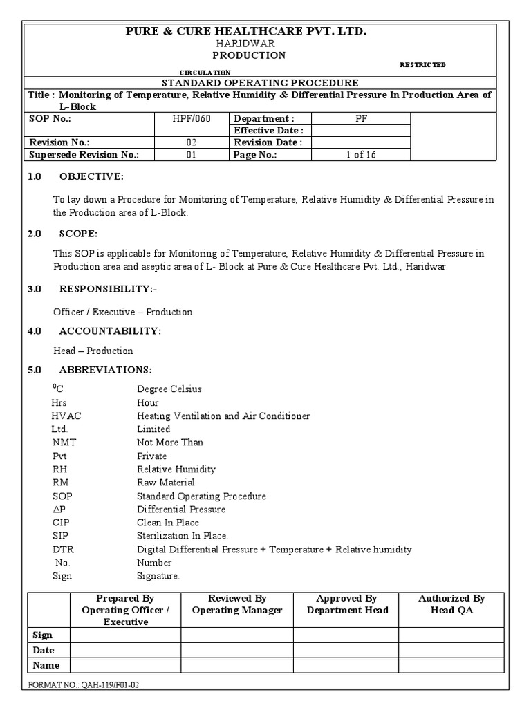 HPF 060 02 Monitoring of Temperature Relative Humidity DP | PDF ...