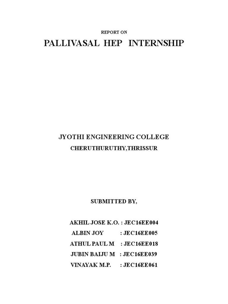 Pallivasal Internship Report | PDF | Electric Generator | Inductor