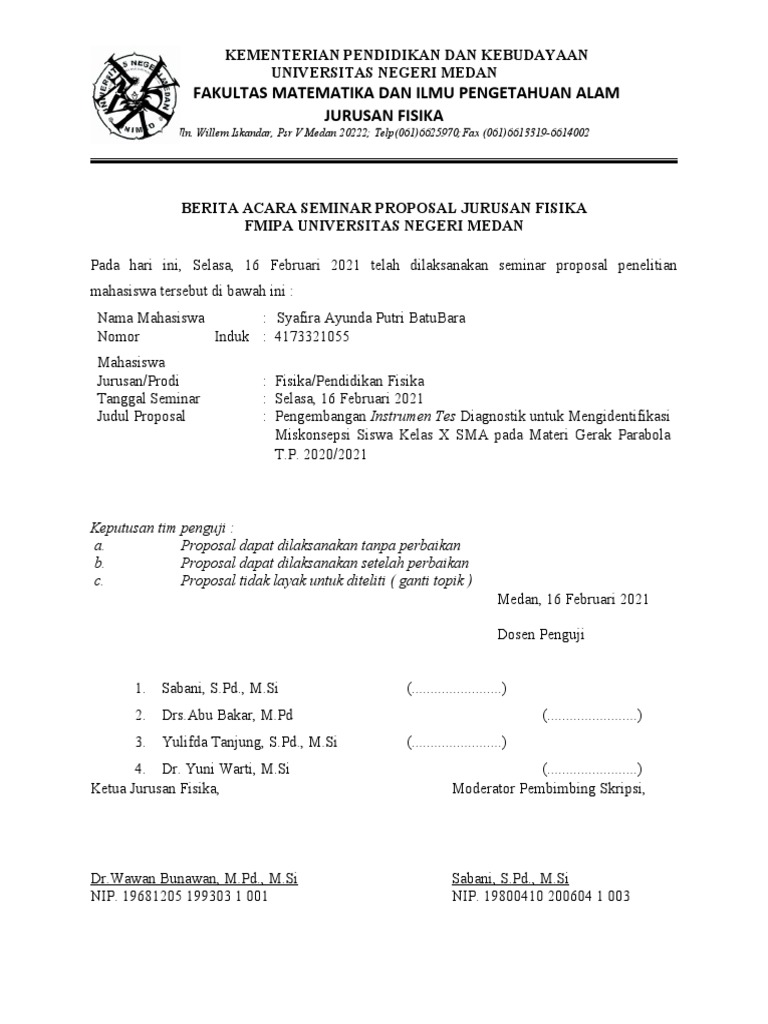 Seminar Proposal Fisika UNIMED 2021 | PDF