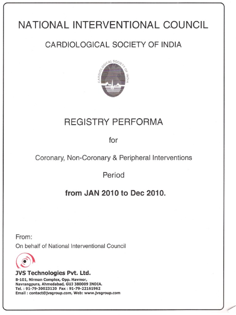 NIC Registry Proforma-2010 | PDF | Thorax (Human Anatomy) | Cardiology
